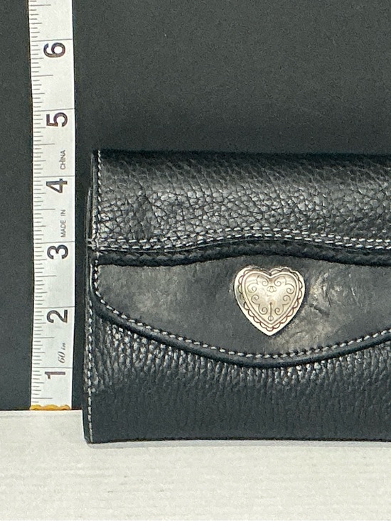 Brighton | Bags | Brighton Black Leather Wallet With Heart Emblem ...